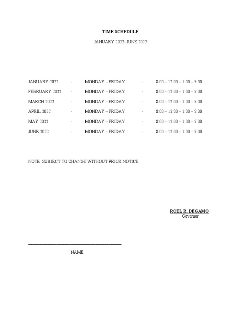 Time Schedule | PDF