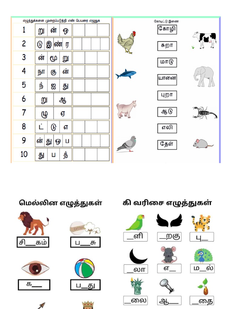 Fill in The BLanks Tamil | PDF