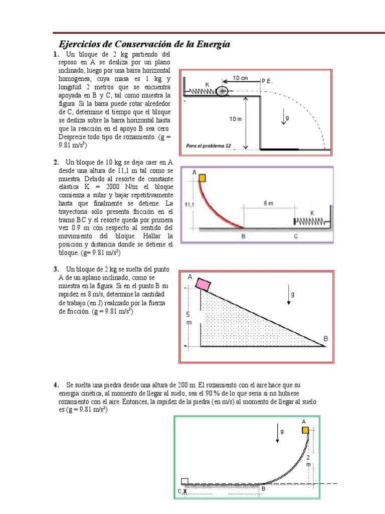 Ejercicios Energia Mecanica | PDF | Fricción | Masa