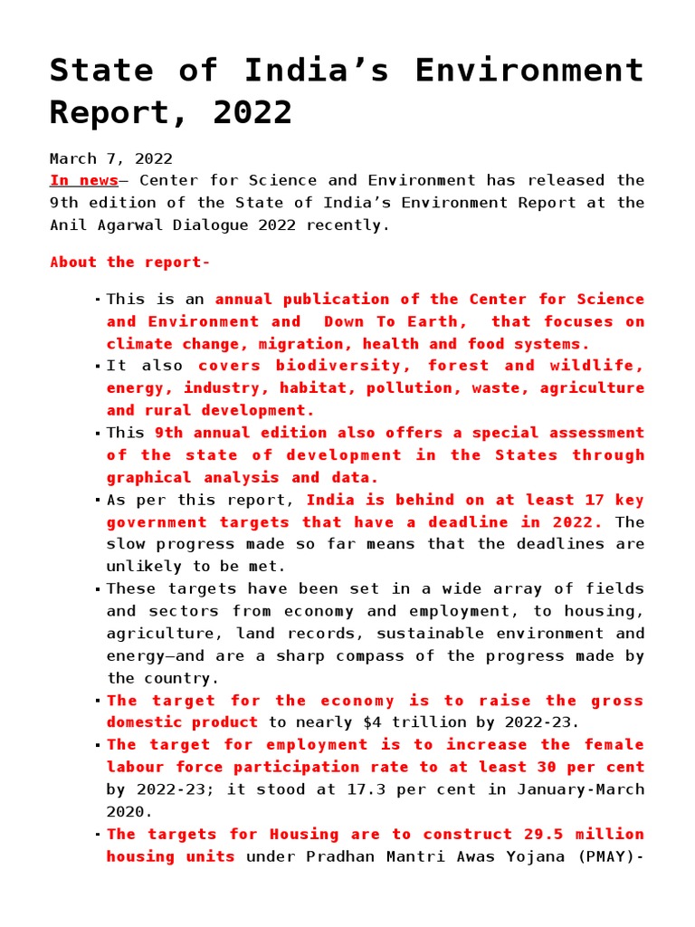 State of India's Environment Report, 2022 | PDF | Natural Environment ...