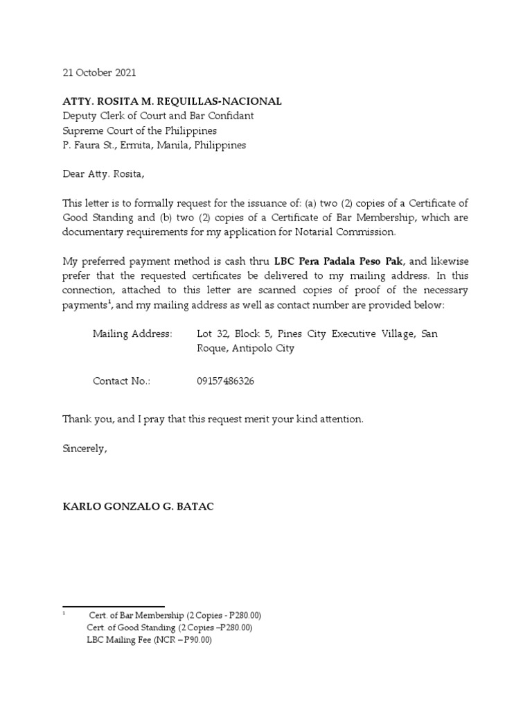 Sample Letter Requests (SC Bar Confidant) | PDF