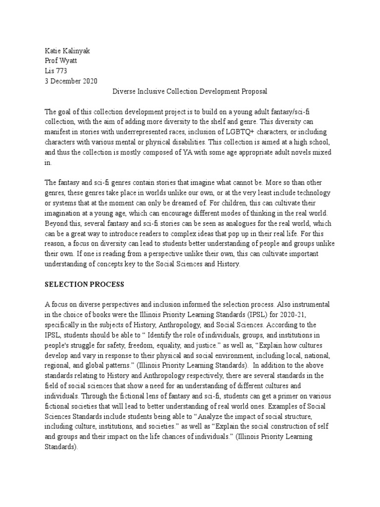 Collection Development Proposal | PDF