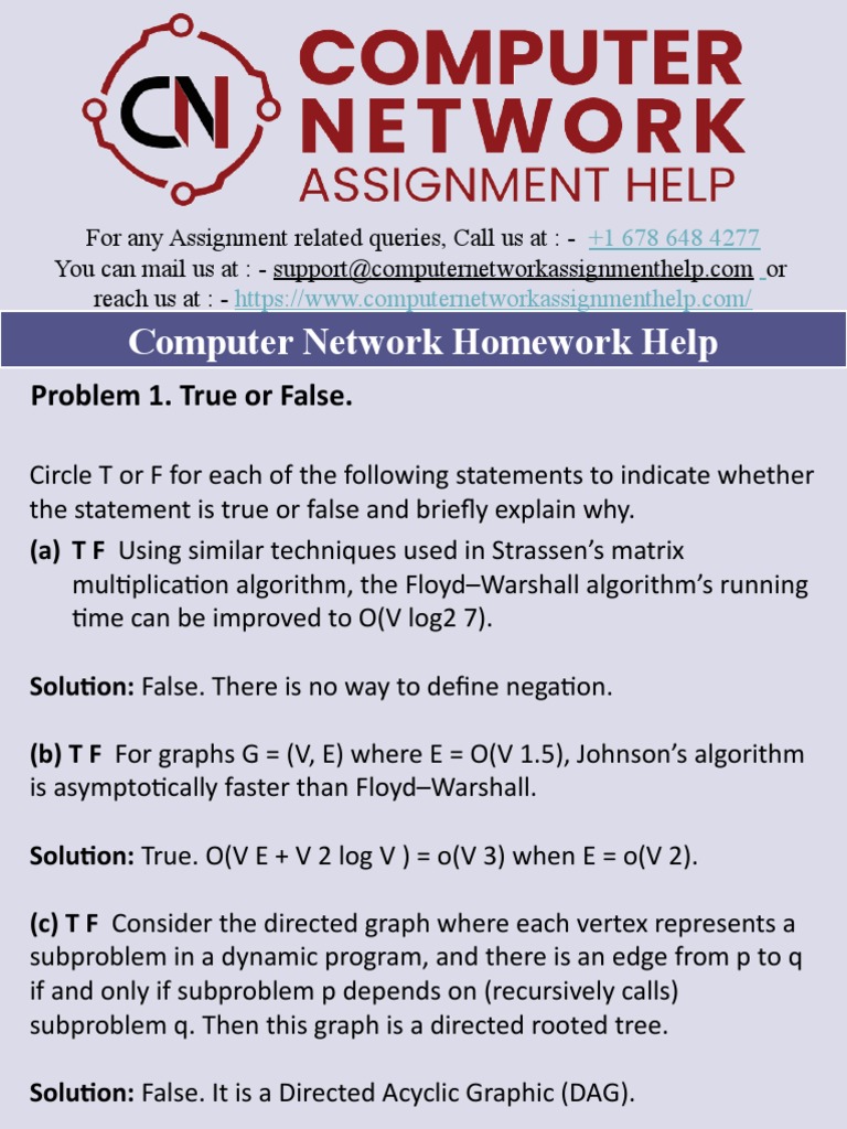 Computer Network Homework Help | Download Free PDF | Vertex (Graph Theory) | Mathematical Concepts