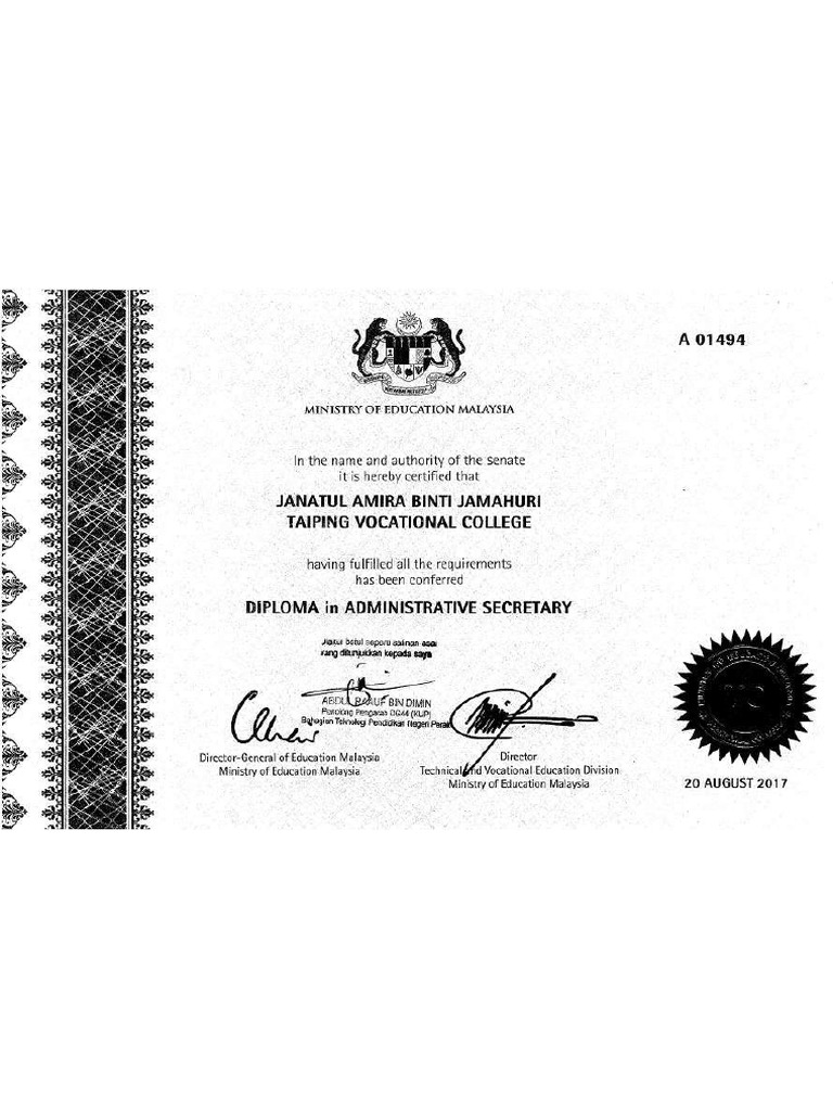Transkrip Dan Sijil Diploma | PDF