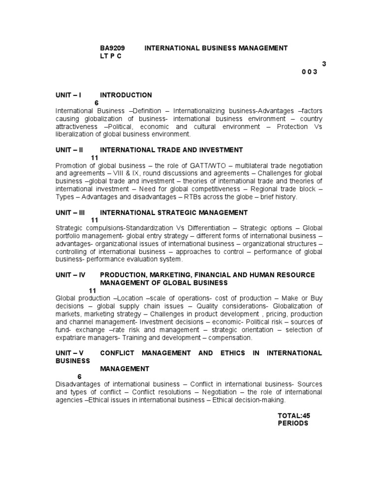 International Business Management Overview | PDF | International ...