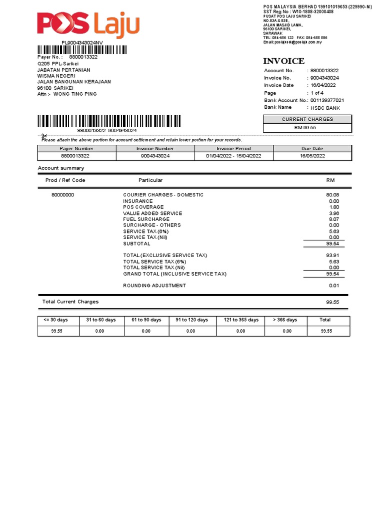 Invoice: Please Attach The Above Portion For Account Settlement and ...
