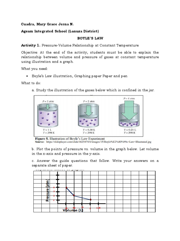 Boyle's & Charles' Law Worksheet | PDF | Gases | Pressure
