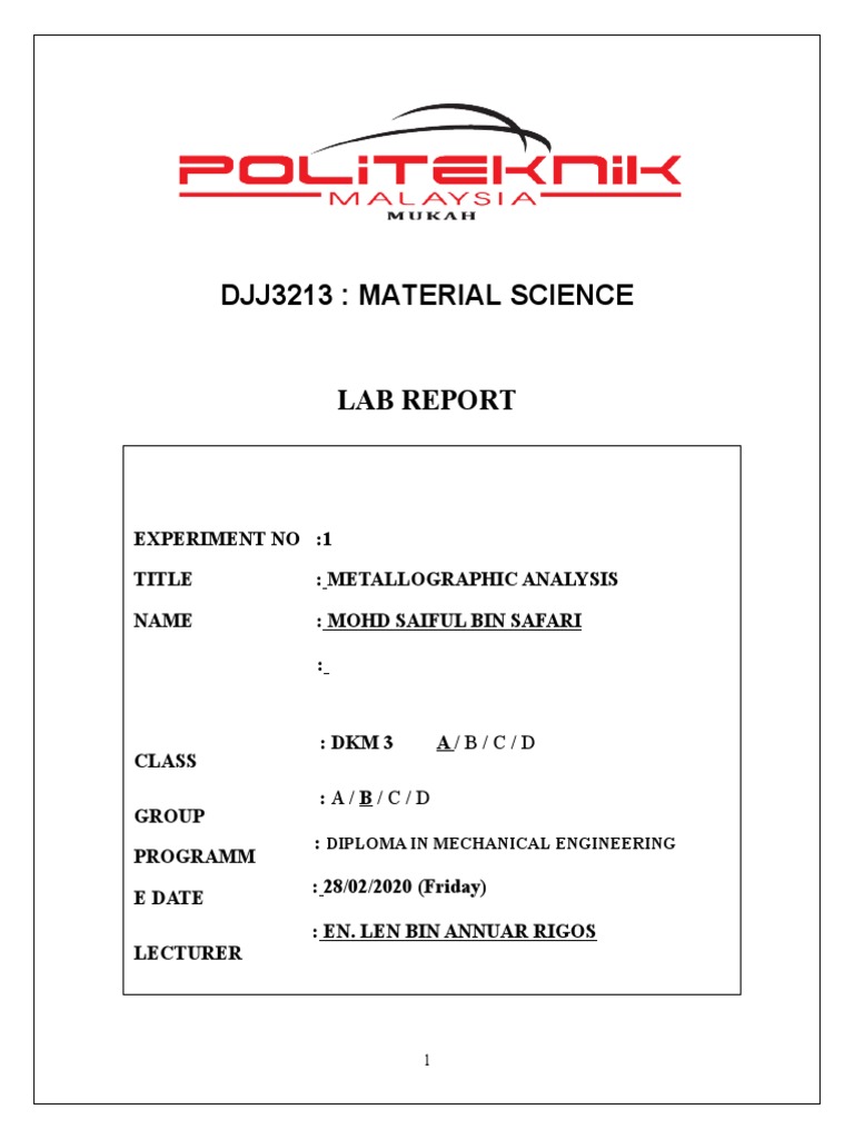 Metallographic Analysis Lab Report | PDF | Microstructure | Metals