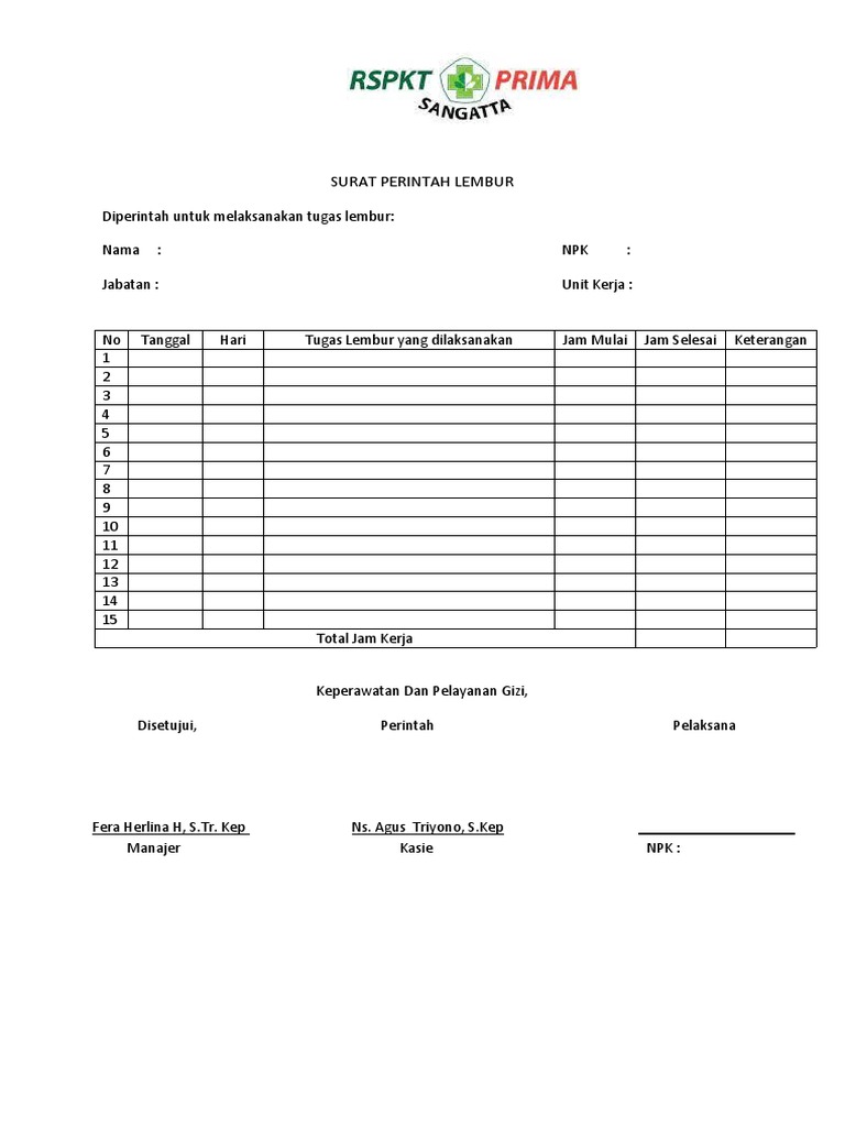 Surat Perintah Lembur | PDF