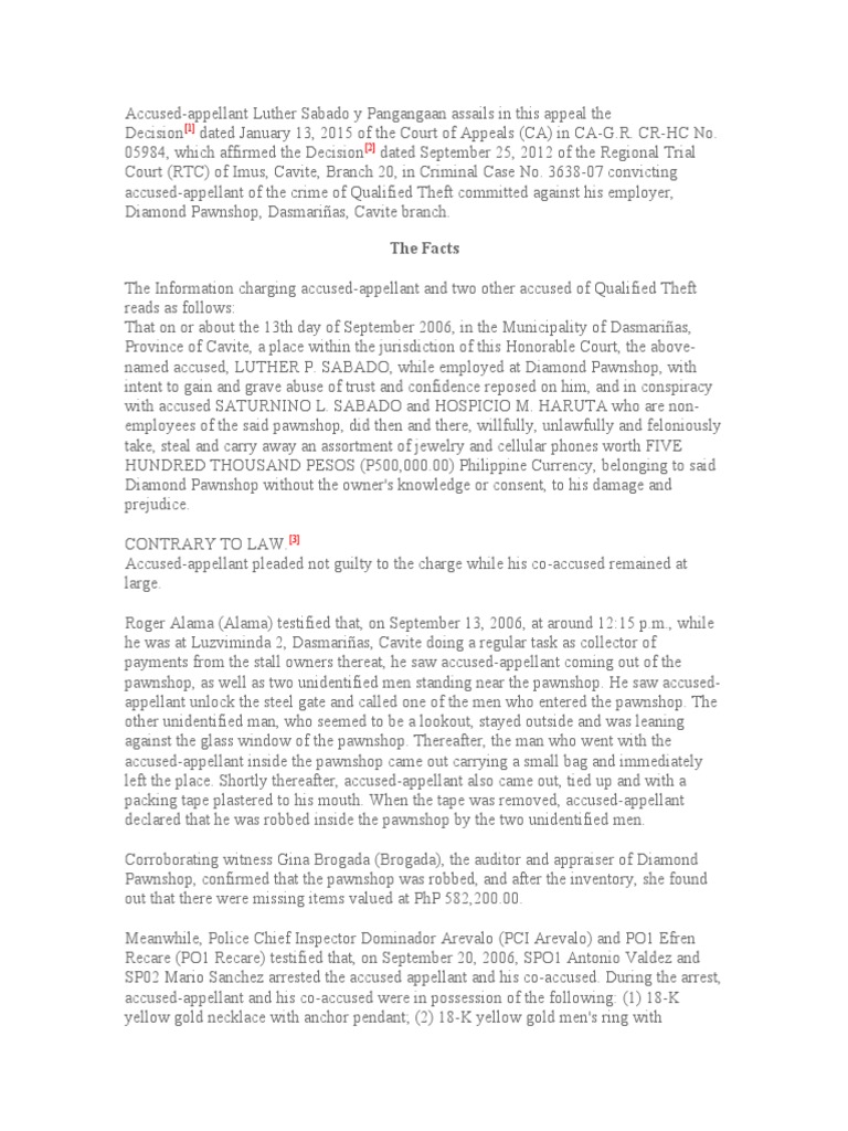 Accused of Qualified Theft | PDF | Theft | Witness