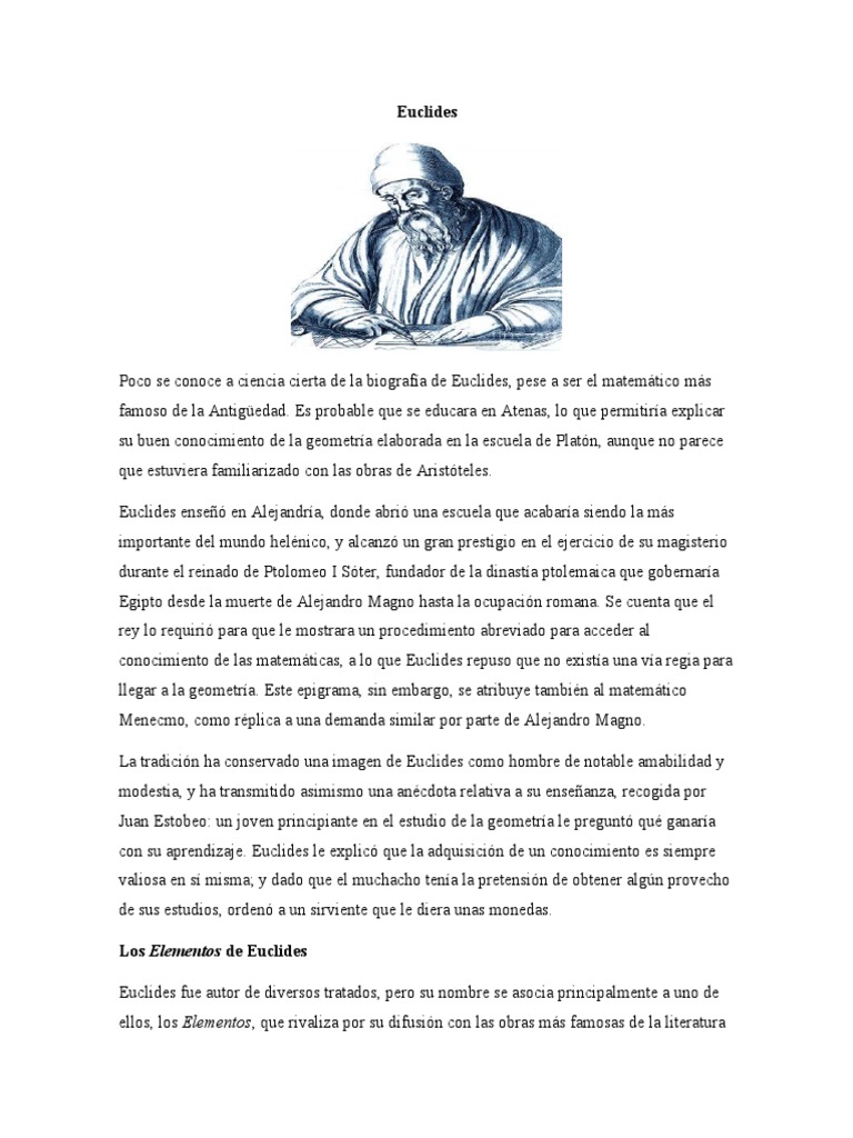 Biografía y legado de Euclides | PDF | Euclides | Geometría