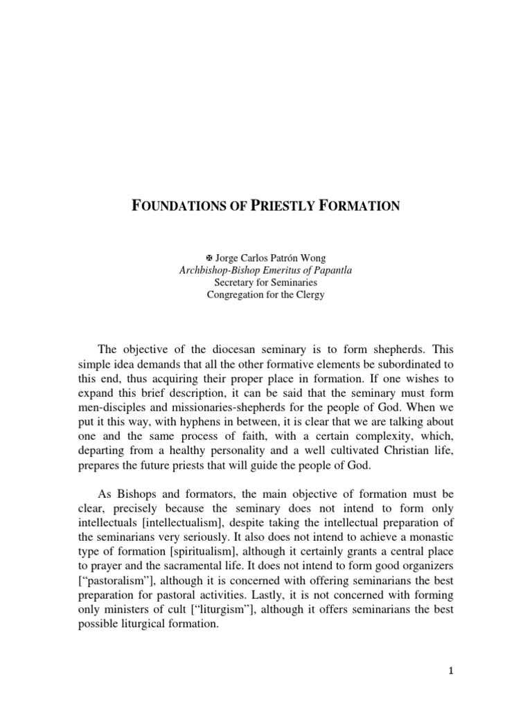 Foundations of Priestly Formation | PDF | Priest | Catholic Church