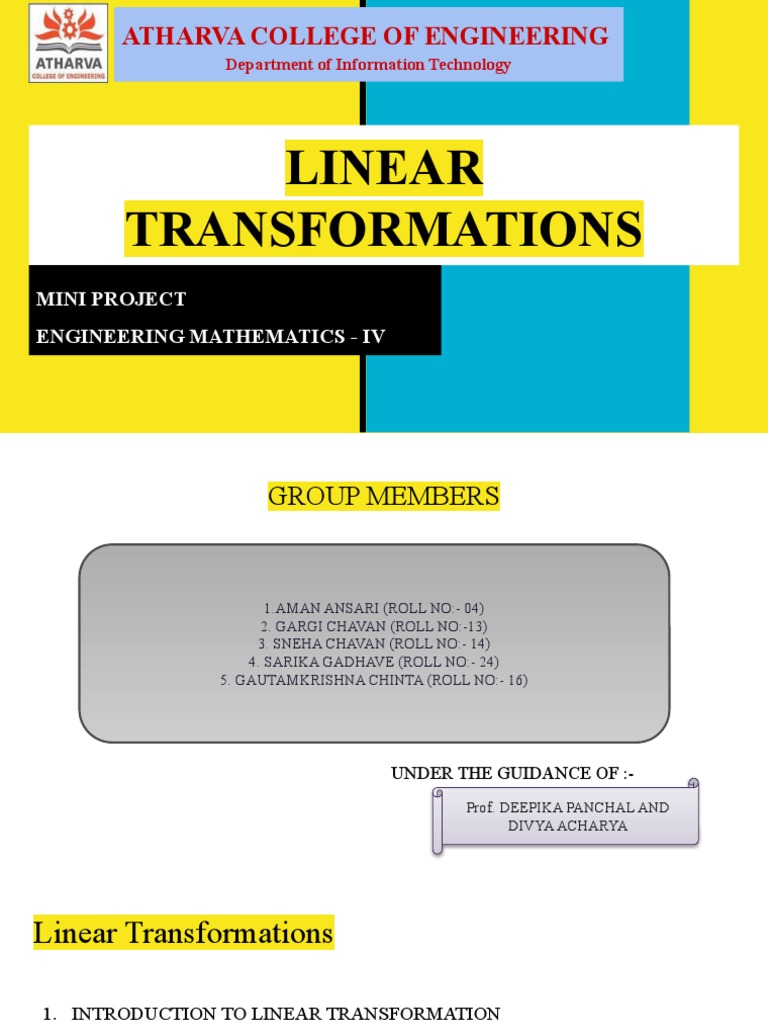 Em-4 Mini Project Linear Transformations | PDF | Linear Map | Matrix ...
