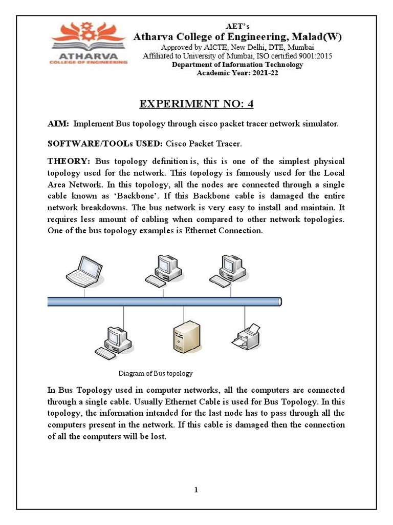 Implement Bus Topology in Cisco Packet Tracer | PDF | Network Topology ...