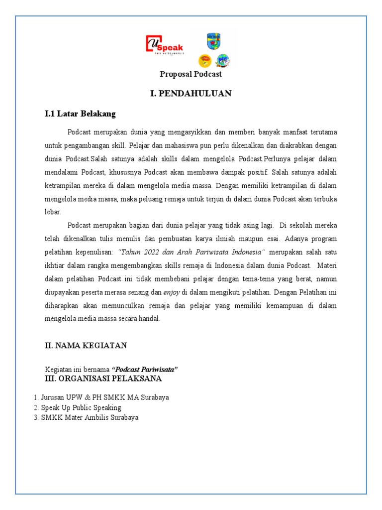Contoh Proposal Podcast | PDF