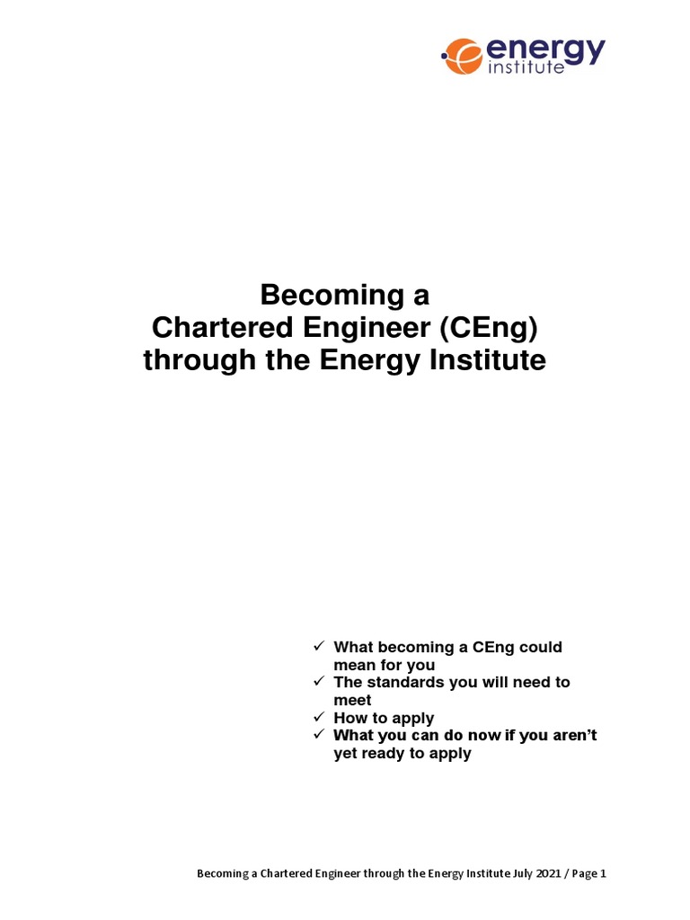 Becoming A Chartered Engineer Through The Energy Institute - July 2021 ...