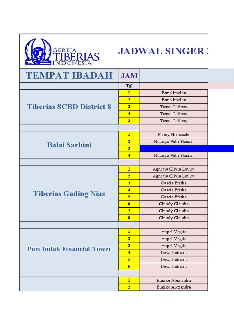 Jadwal Tiberias Singer 24 April 2022 | PDF