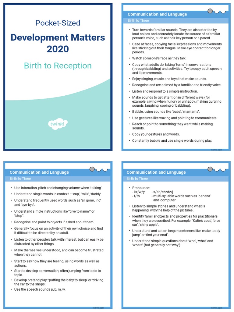 EYFS Pocket-Sized Development Matters 2020 Birth To Reception (New EYFS ...