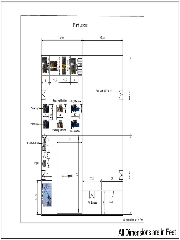 All Dimensions Are in Feet: Plant Layout | PDF | Secondary Sector Of ...