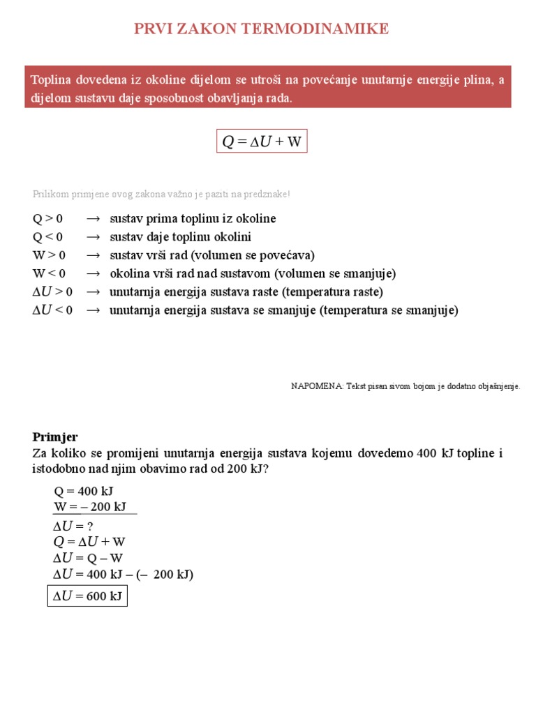 Prvi Zakon Termodinamike | PDF