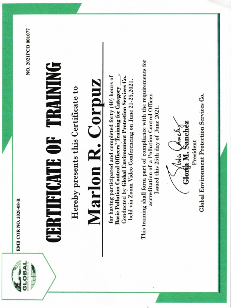 PCO Certificate | PDF