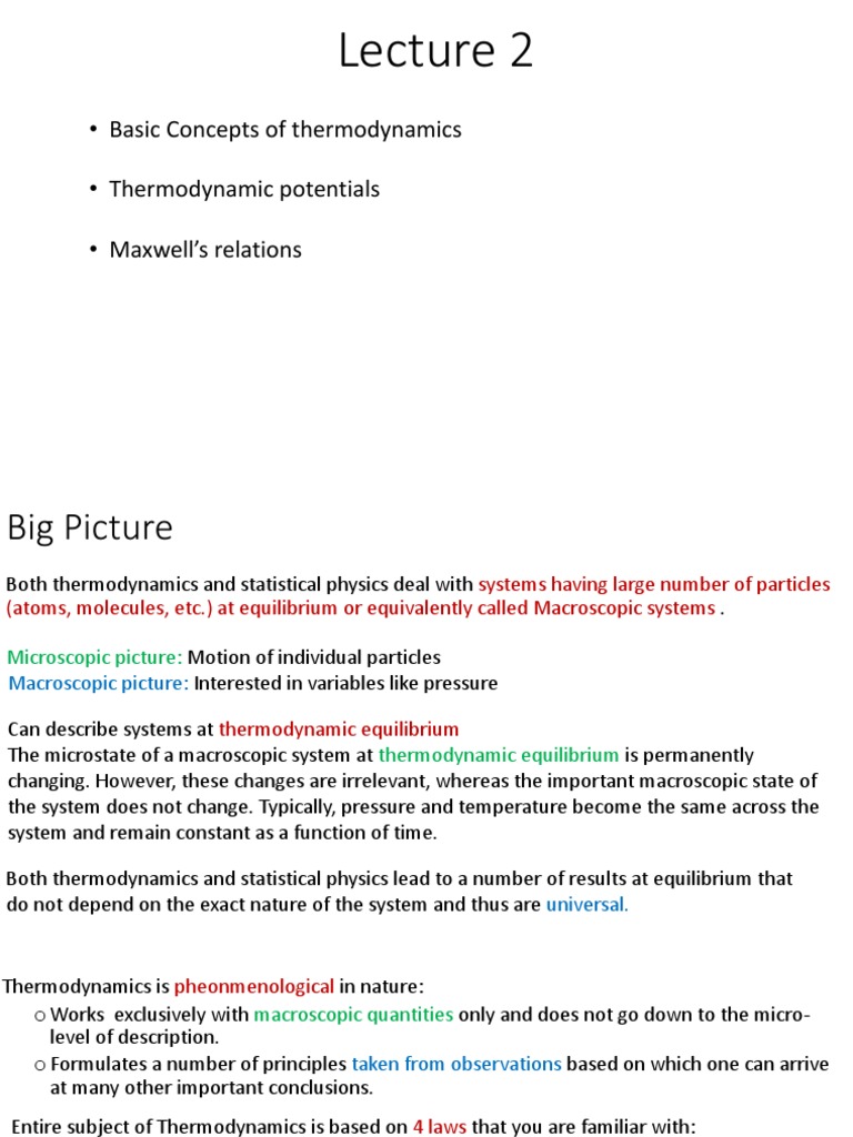 Lec2 Stat Mech | PDF | Heat | Thermodynamics