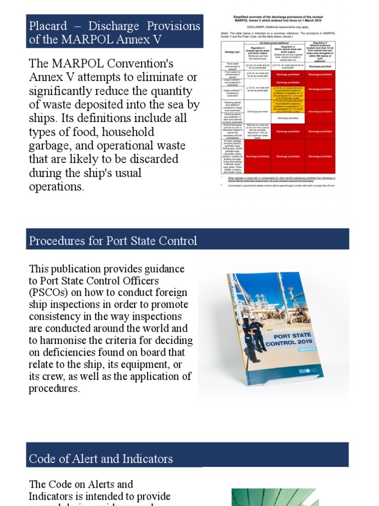 Placard - Discharge Provisions of The MARPOL Annex V | PDF | Sailor | Ships