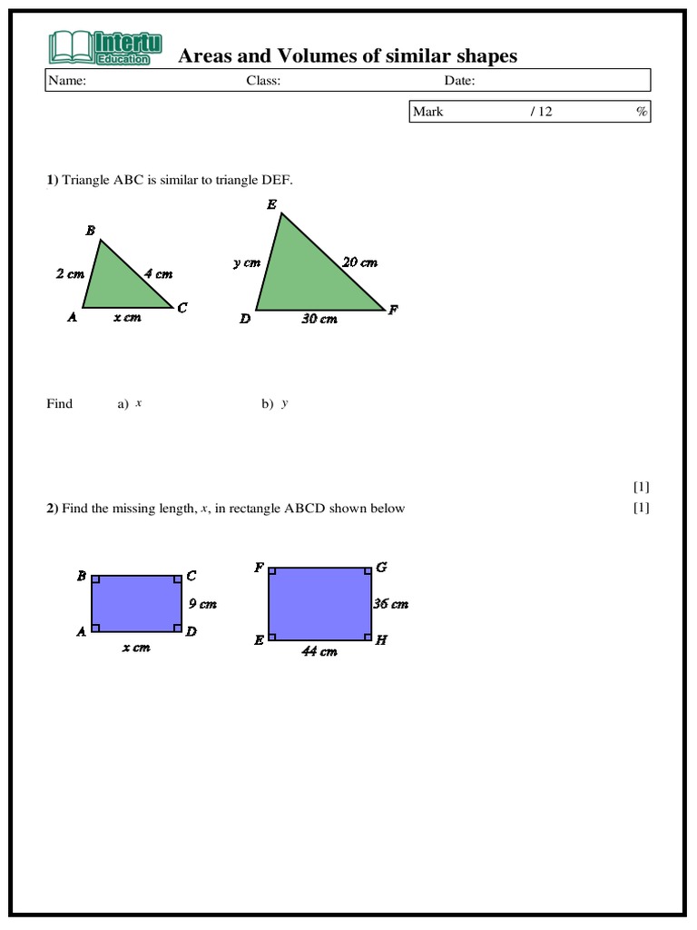 Areas and Volumes of Similar Shapes | PDF | Volume | Area