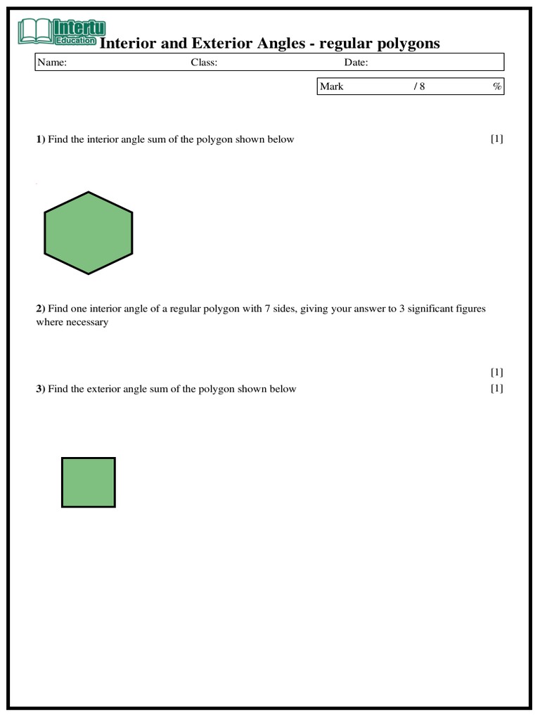 Interior and Exterior Angles - Regular Polygons | PDF