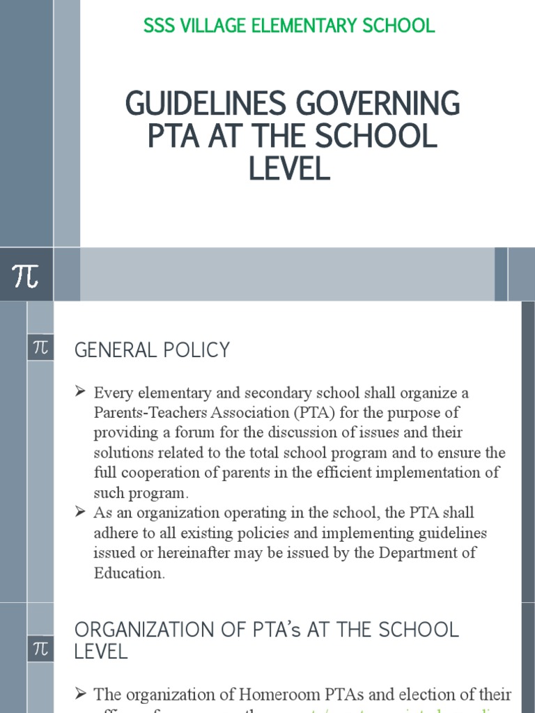 Guiding PTA at SSS Village Elementary | PDF | Government | Governance