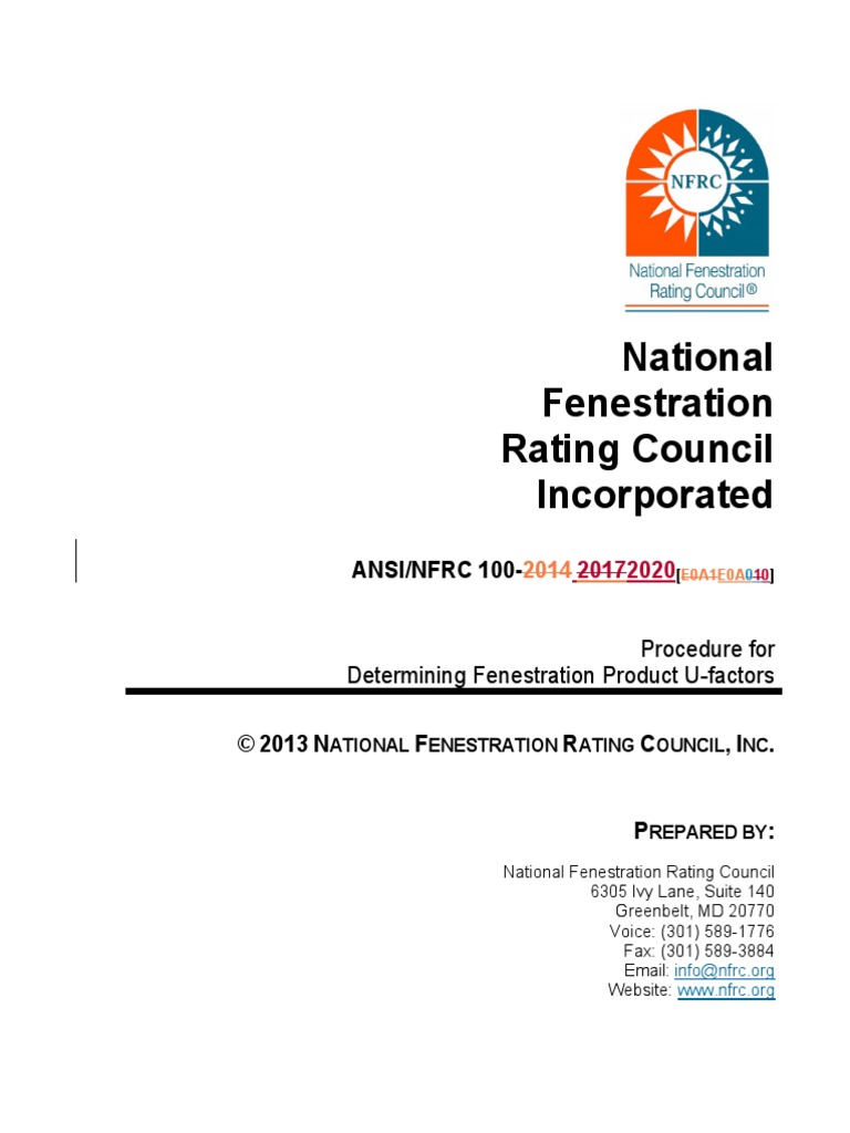 NFRC 100-2020 E0a0 | PDF | Window | Door