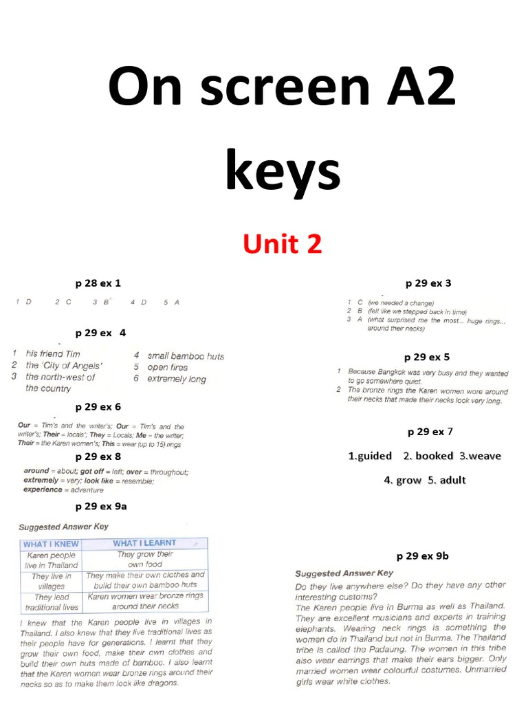 On Screen A2 Keys: Unit 2 | PDF | Geomorphology | Physical Geography