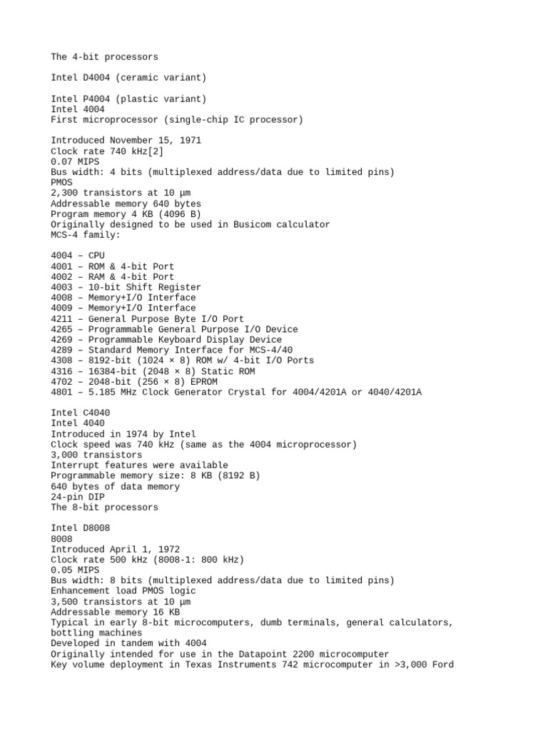 Intel Cpus | PDF | X86 Architecture | Computer Engineering