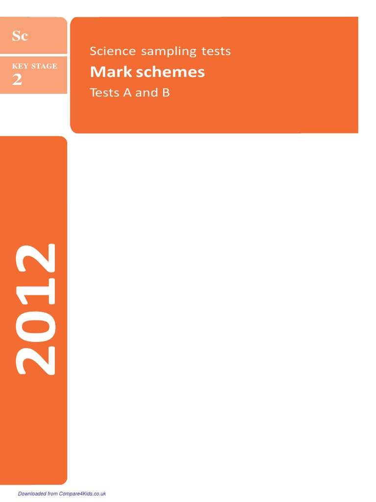 Science KS2 2012 MarkSchemes | PDF | Root | Question