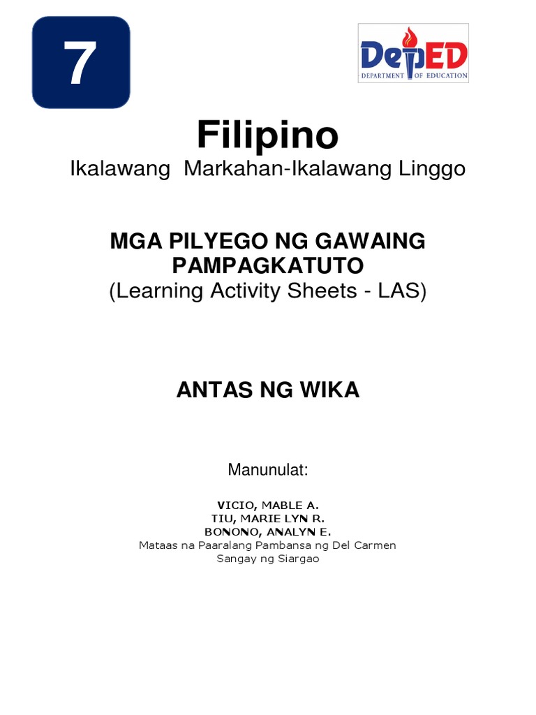 Fil7 Q2 Week2 Finalversion | PDF