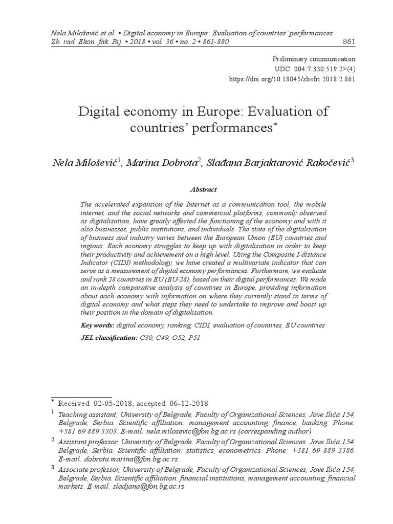 Digital Economy in Europe Evaluation of Countries | PDF | Innovation ...