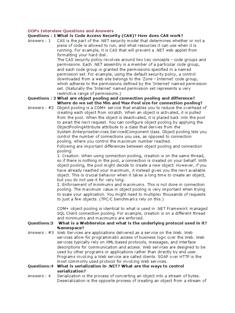 OOPs Interview Questions and Answers | PDF | Class (Computer Programming) | Soap