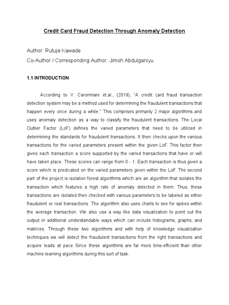 Credit Card Fraud Detection Through Anomaly Detection | PDF | Computing ...