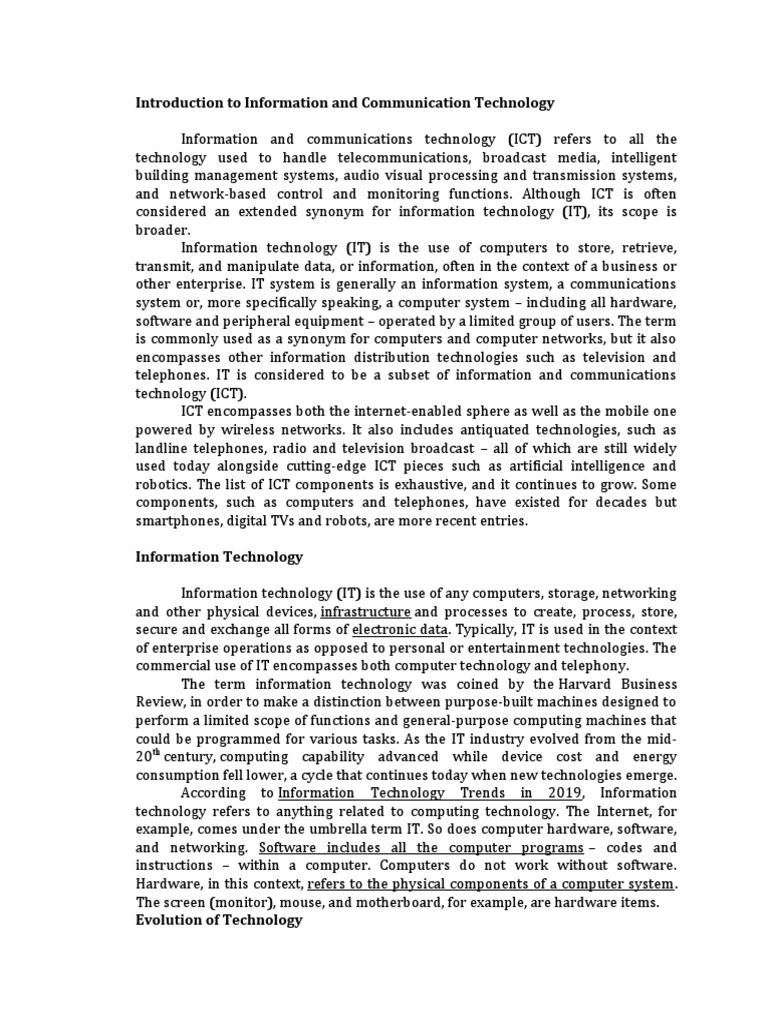 Introduction To Information and Communication Technology | PDF ...