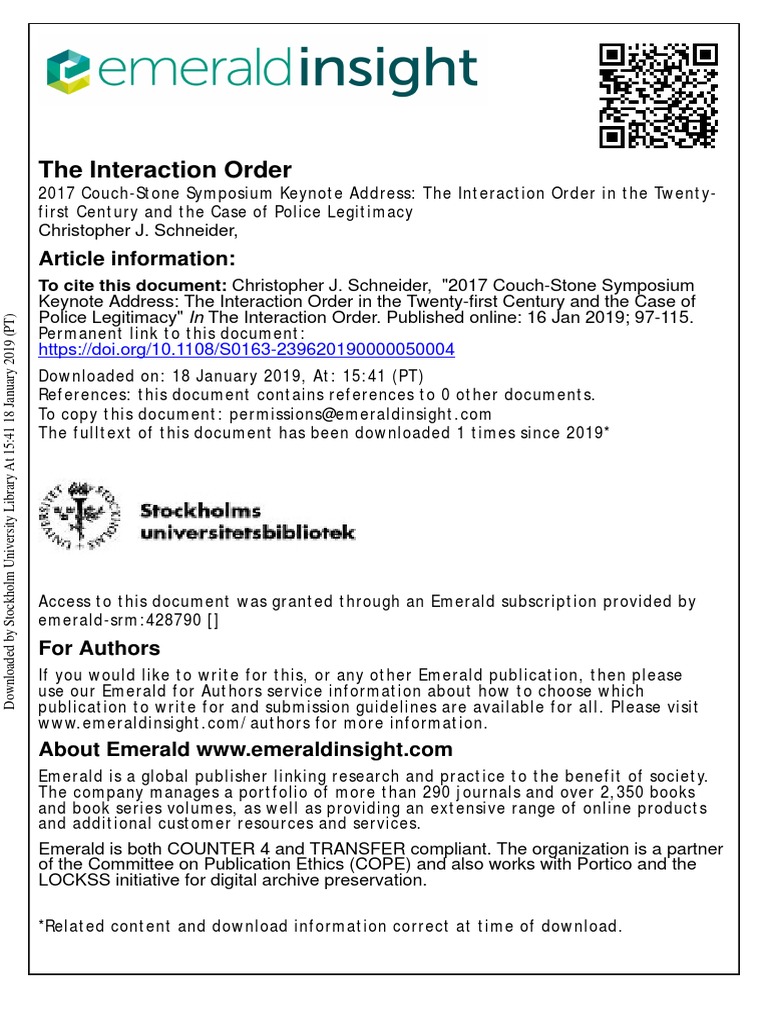 The Interaction Order: Article Information | PDF | Web 2.0 | Internet