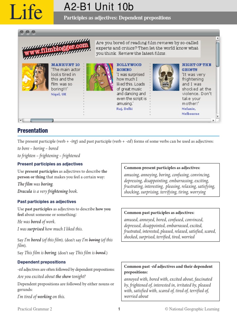 A2B1 Unit 10b | Download Free PDF | Adjective | Verb