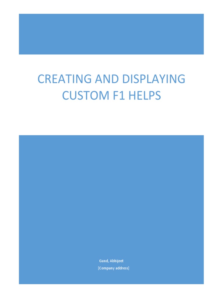 KX - SAP - Create Custom F1 Help Document | PDF