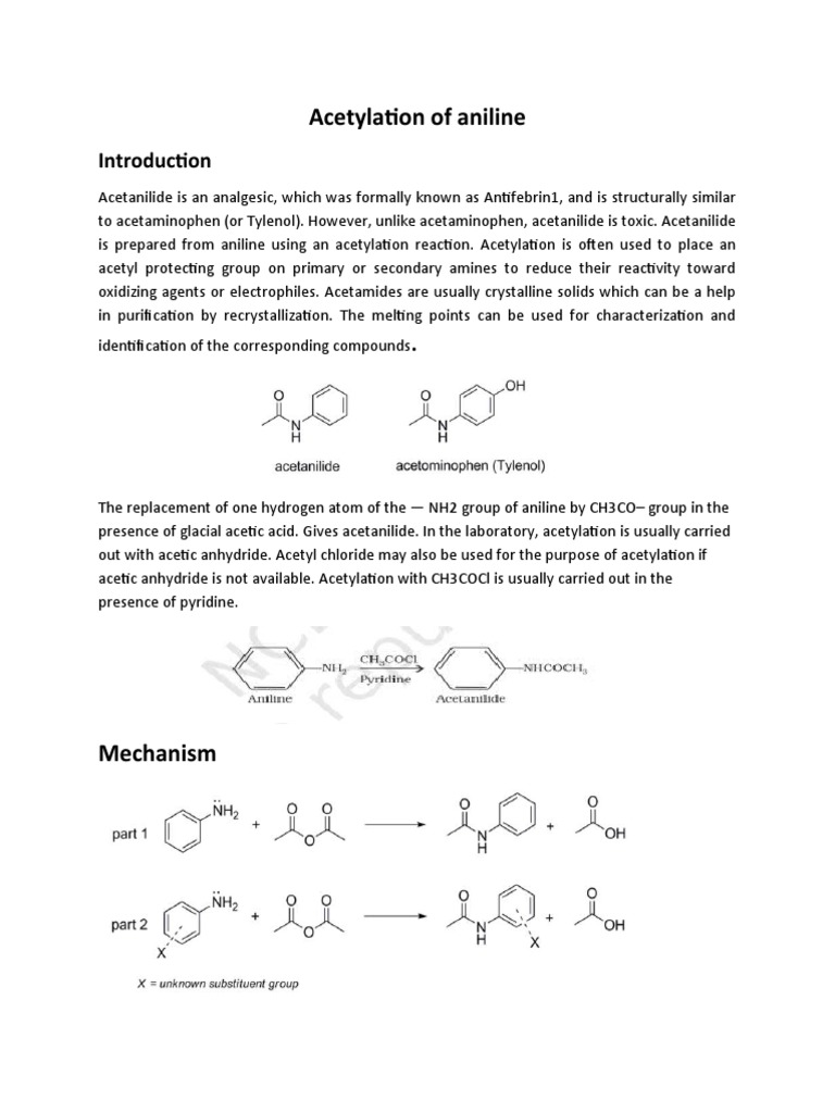 Acetylation of Aniline to Acetanilide | PDF | Cooking, Food & Wine ...