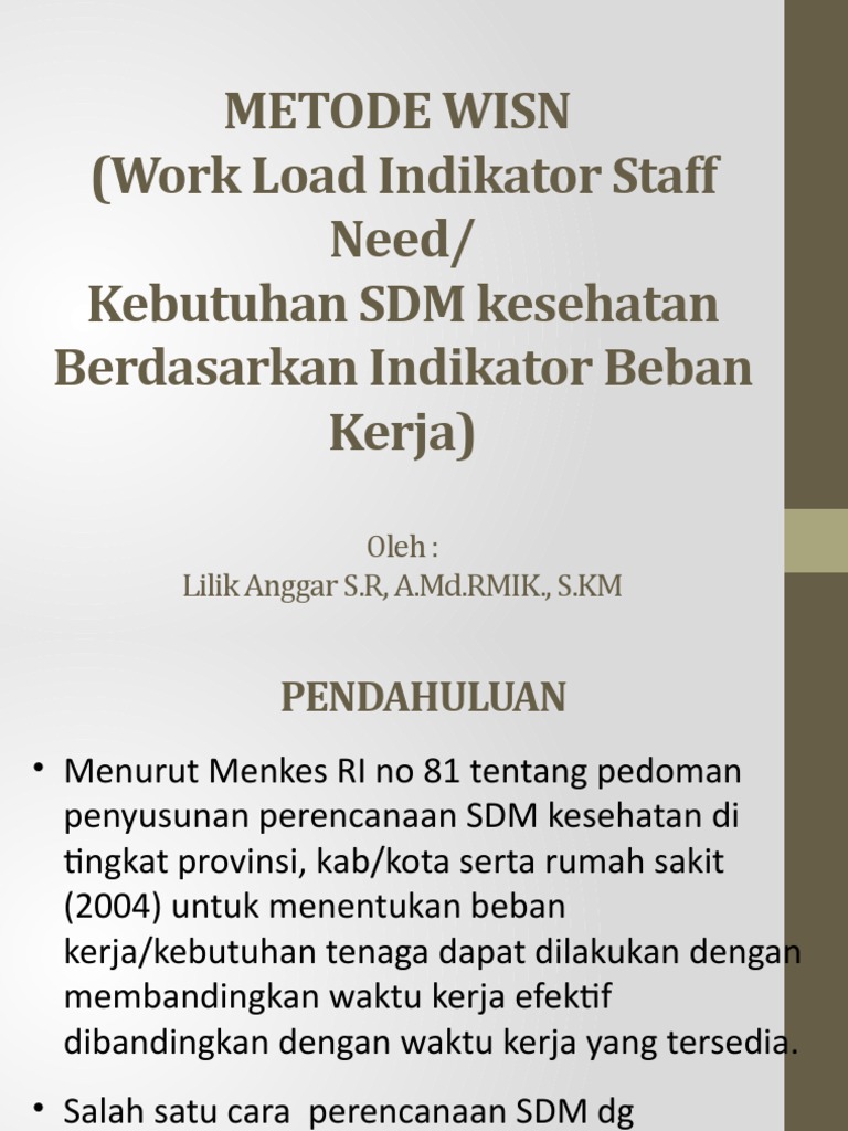 Metode WISN untuk Perencanaan SDM | PDF | Karier & Perkembangan ...