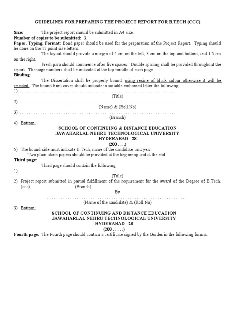 Guidelines For Project Report For CCC | PDF | Paragraph | Writing