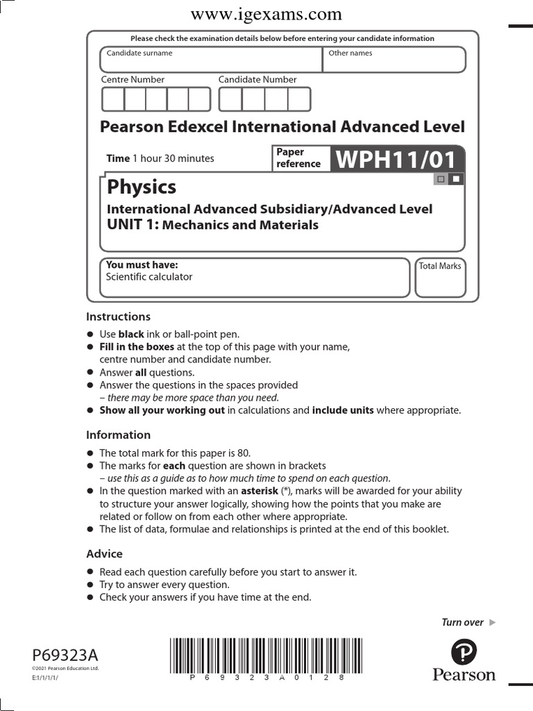 Physics: Pearson Edexcel International Advanced Level | PDF | Force | Quantity