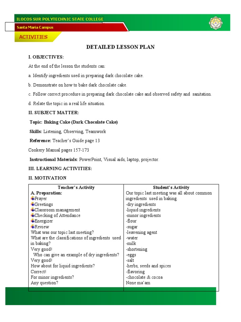 Lesson Plan Cake | PDF | Cakes | Chocolate
