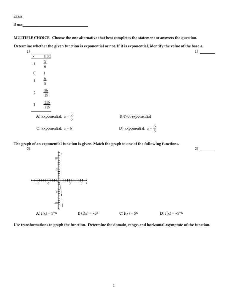 Exponential and Trigonometry Exam | PDF | Trigonometric Functions | Sine