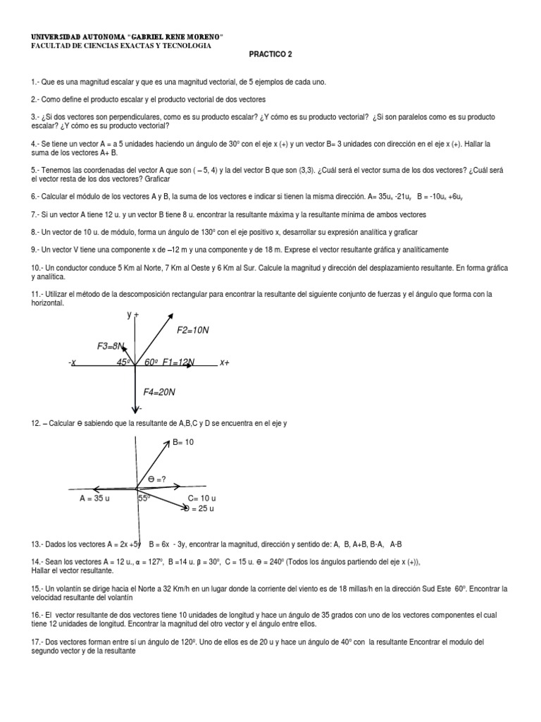 Práctico 2 Vectores | PDF | Vector Euclidiano | Escalar (Matemáticas)