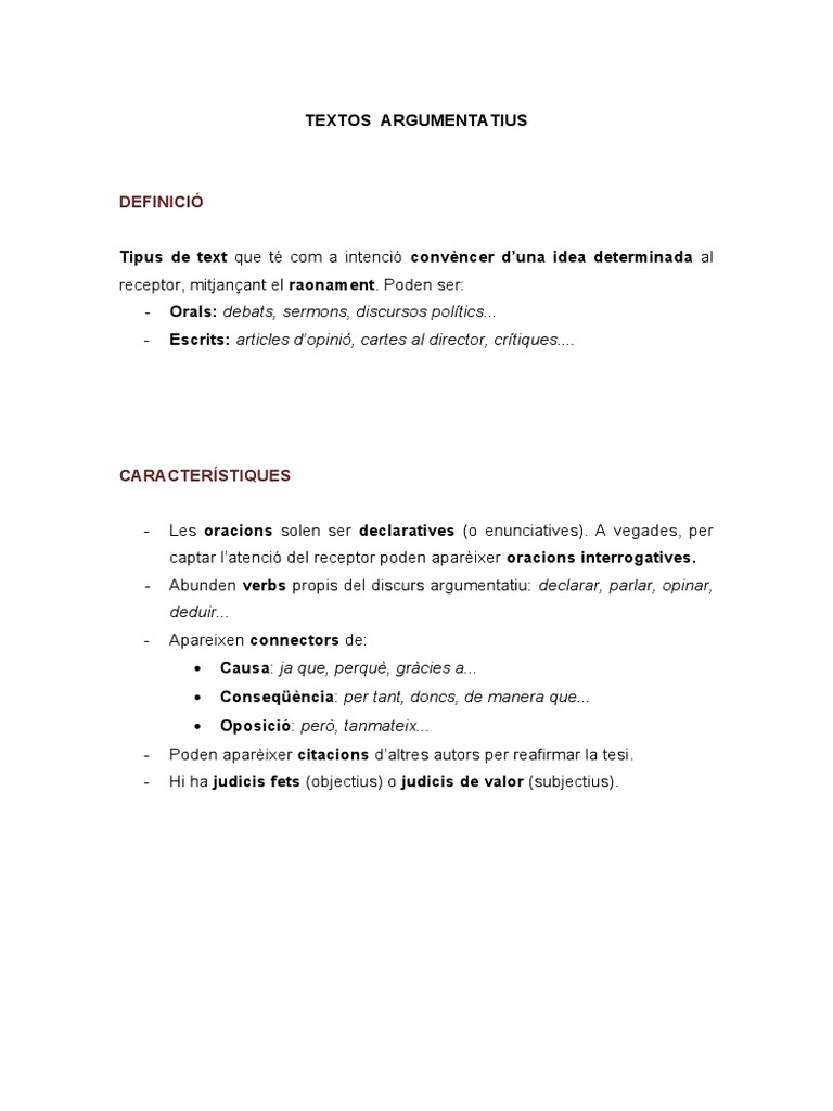 Els Textos Argumentatius 2neso | PDF